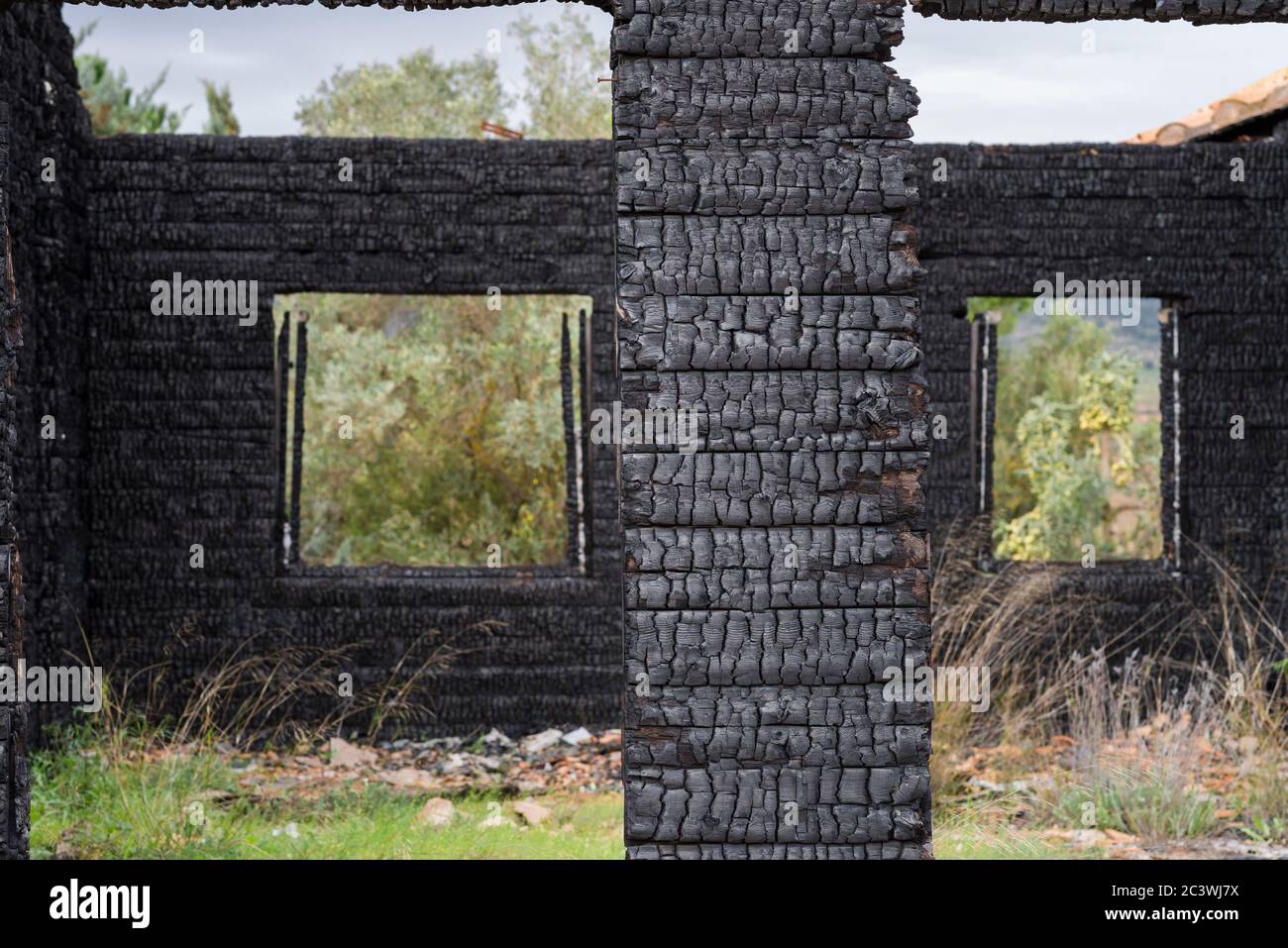 Detail of a burned house Stock Photo - Alamy