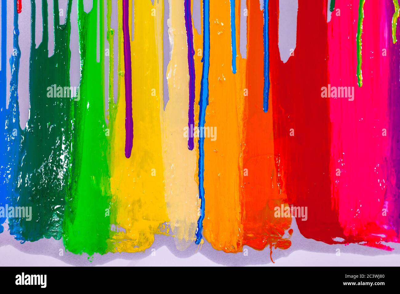 colorful of screen printing ink are dripping on white background Stock ...