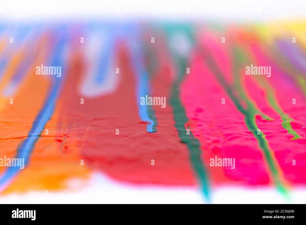 colorful of screen printing ink are dripping on white background Stock ...