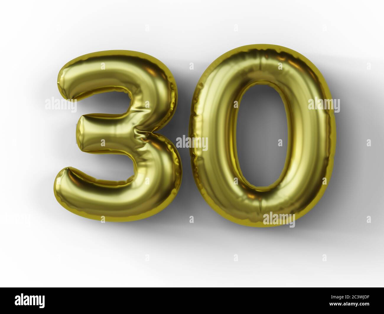 Golden balloon in shape of number 30 isolated. 3d illustration Stock ...