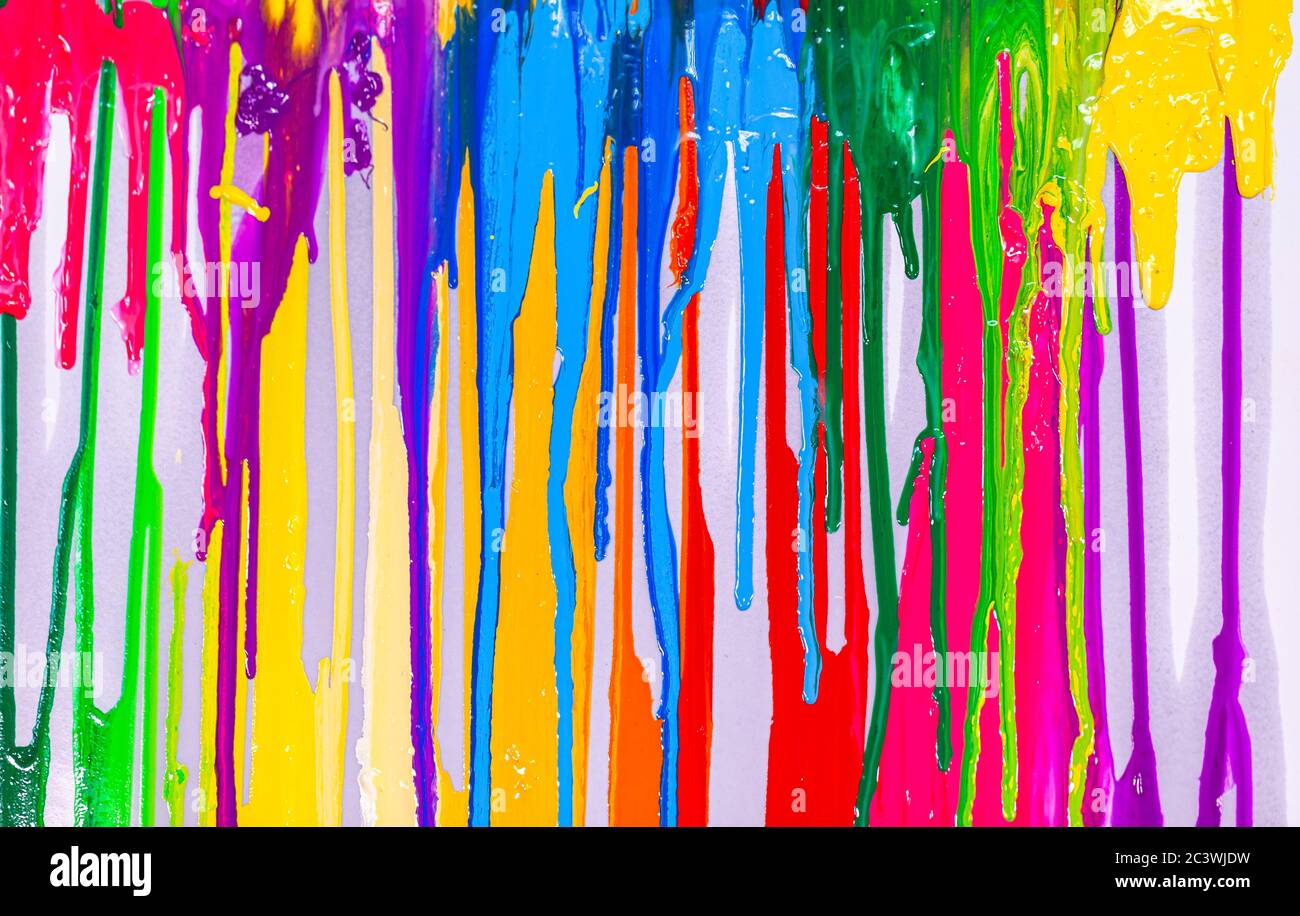 colorful of screen printing ink are dripping on white background Stock ...