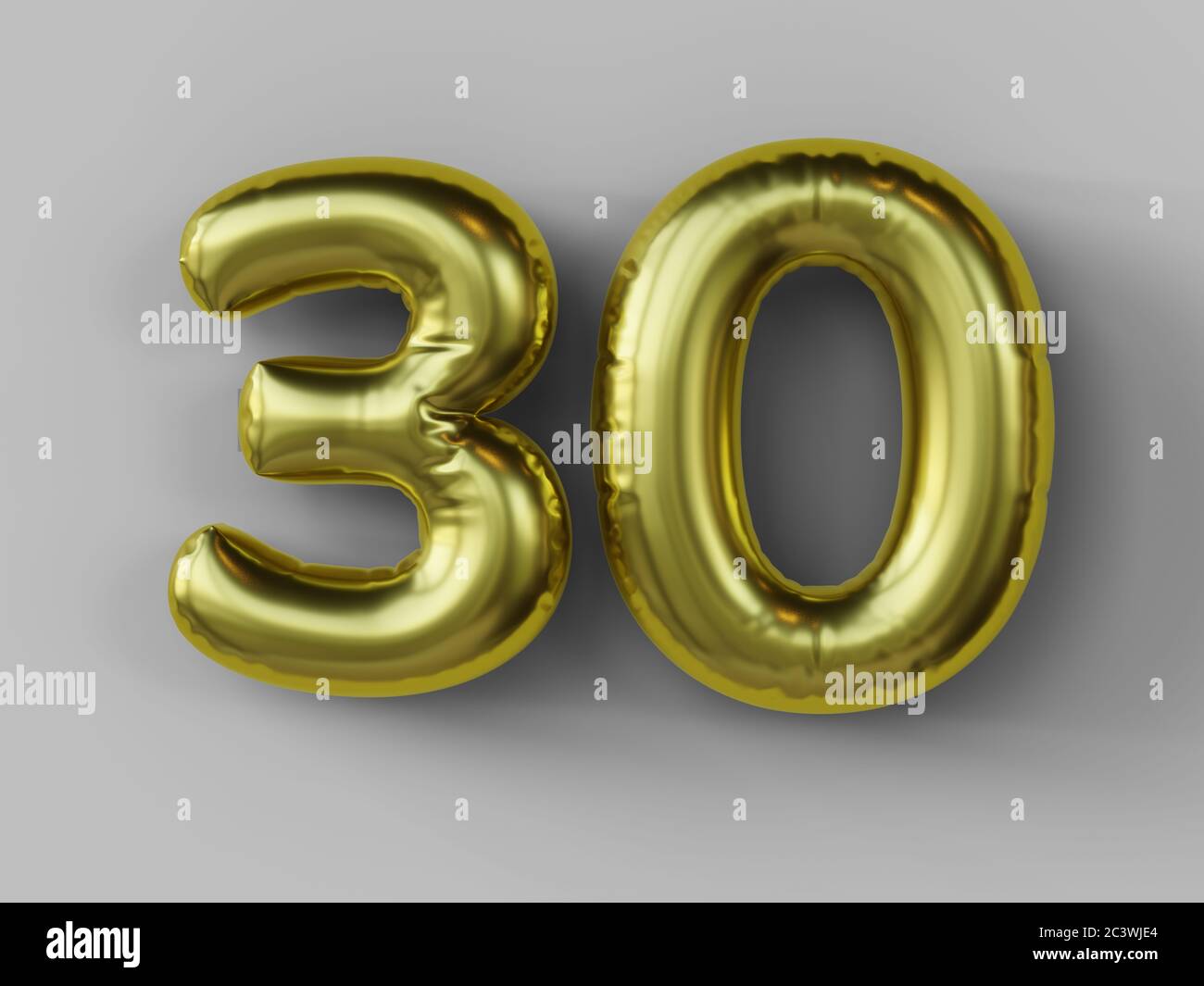 Golden balloon in shape of number 30 isolated. 3d illustration Stock ...