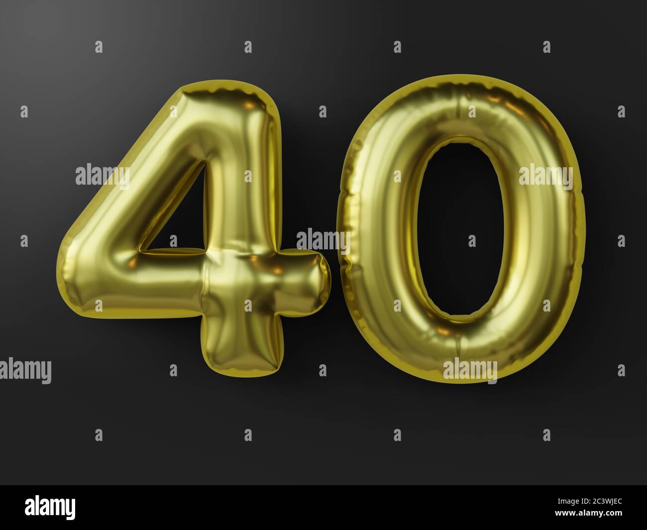 Golden balloon in shape of number 40 isolated. 3d illustration Stock ...