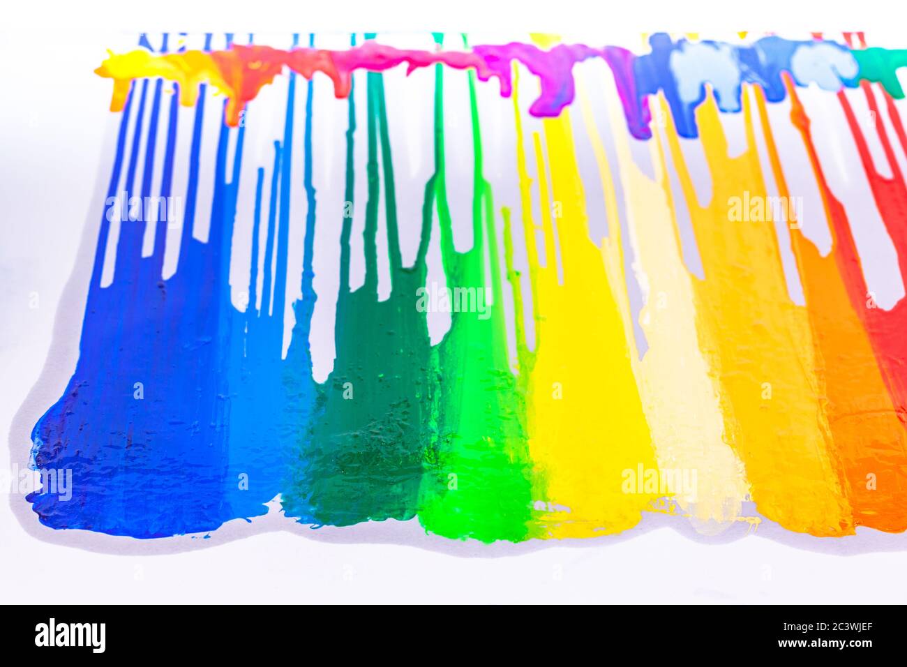colorful of screen printing ink are dripping on white background Stock ...