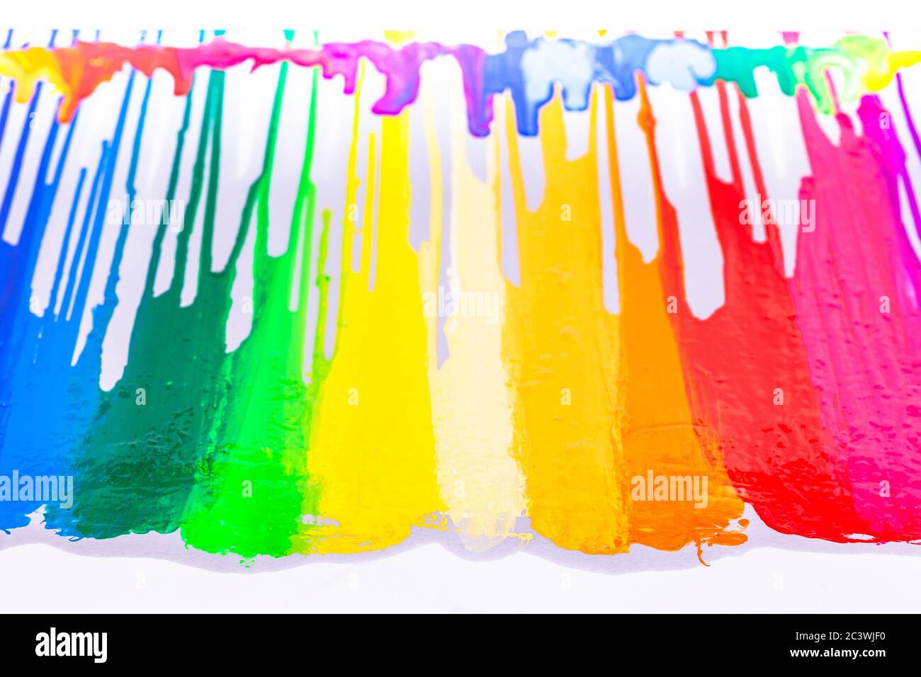 colorful of screen printing ink are dripping on white background Stock ...