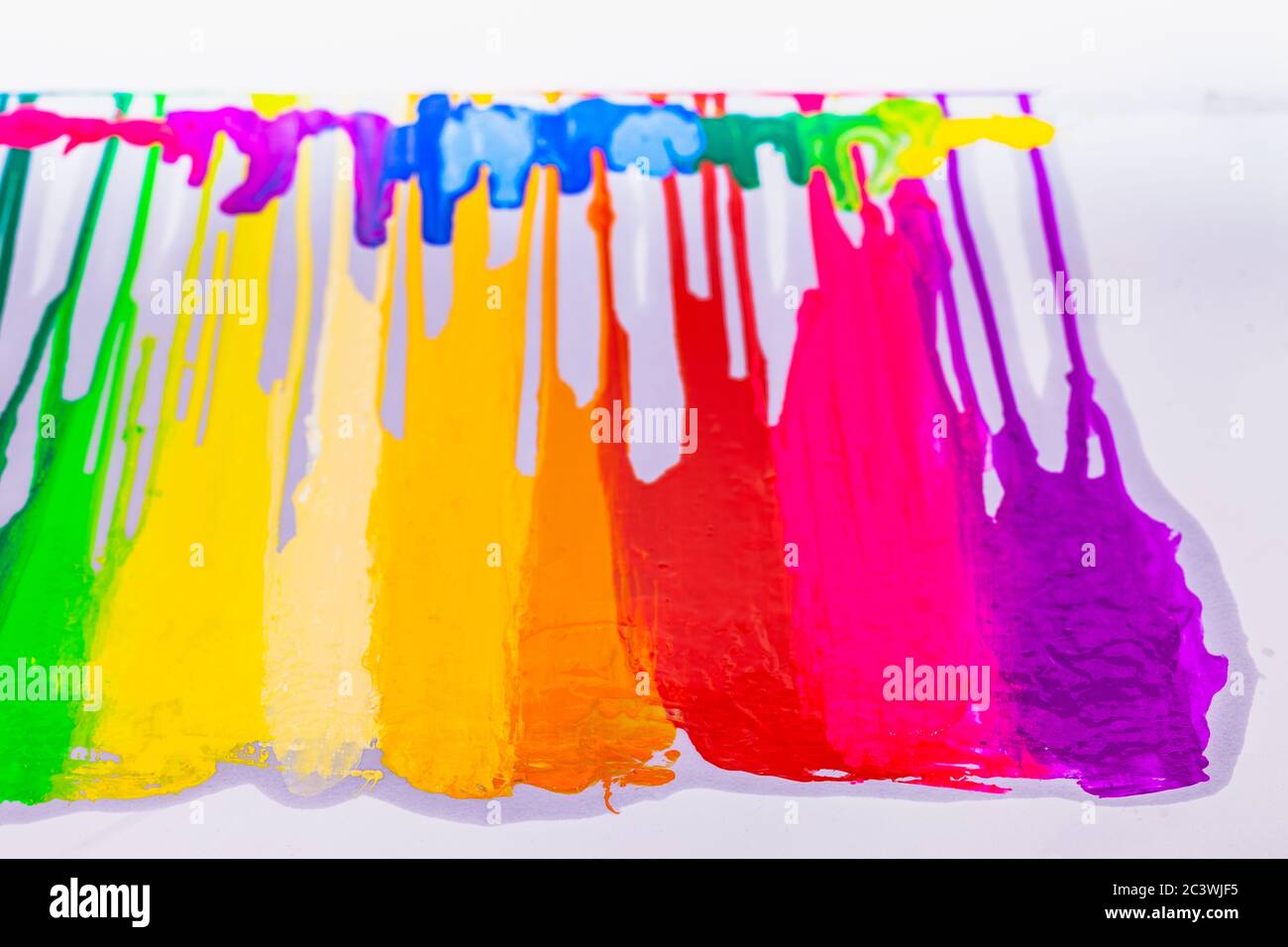 colorful of screen printing ink are dripping on white background Stock ...
