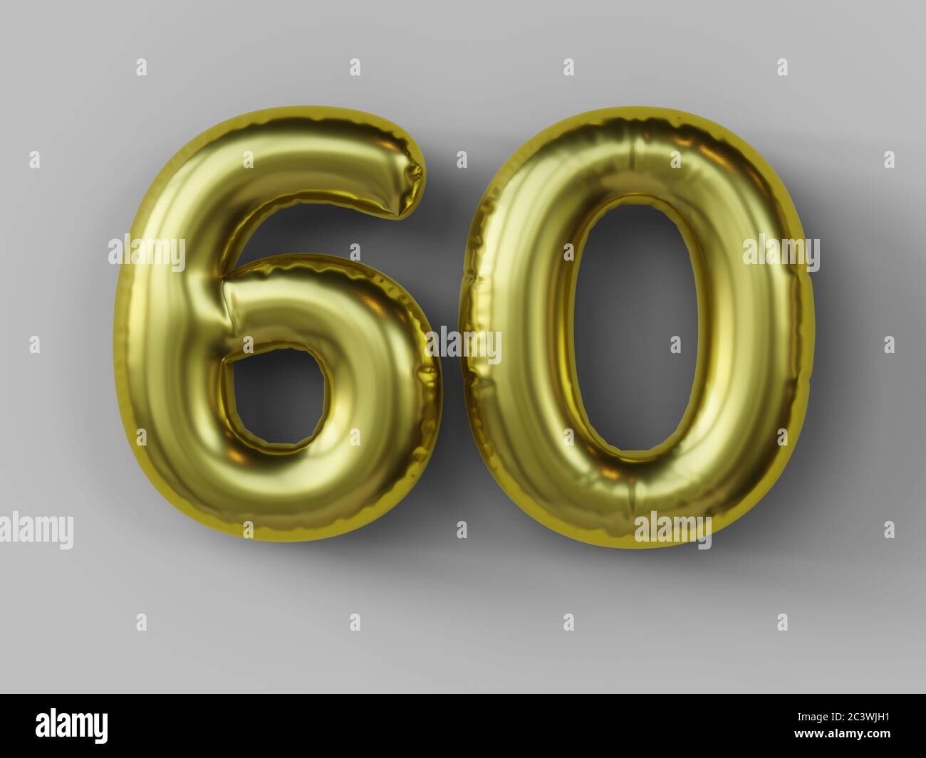 Golden balloon in shape of number 60 isolated. 3d illustration Stock ...