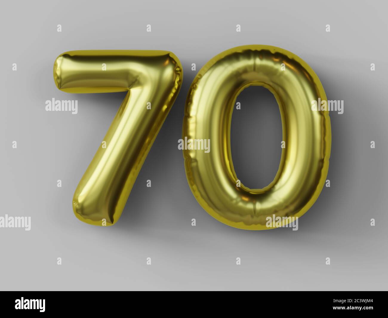 Golden balloon in shape of number 70 isolated. 3d illustration Stock ...