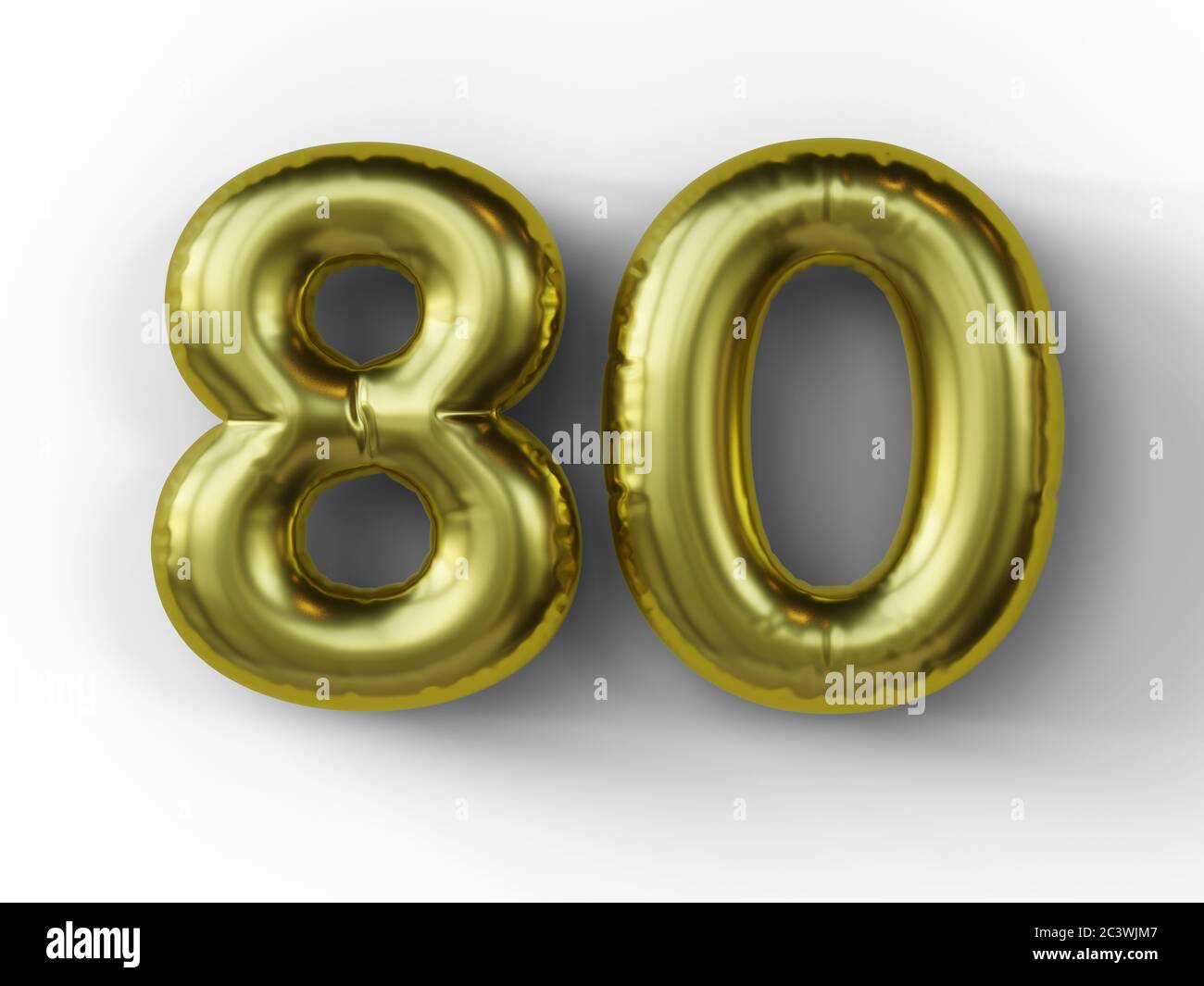 Golden balloon in shape of number 80 isolated. 3d illustration Stock ...