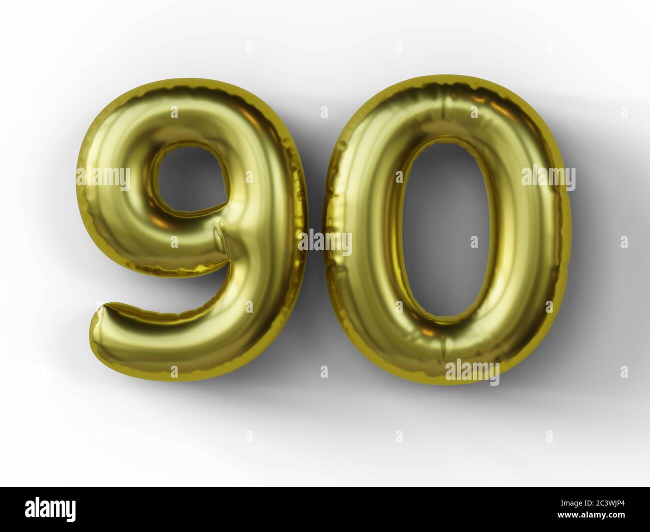 Golden balloon in shape of number 90 isolated. 3d illustration Stock ...