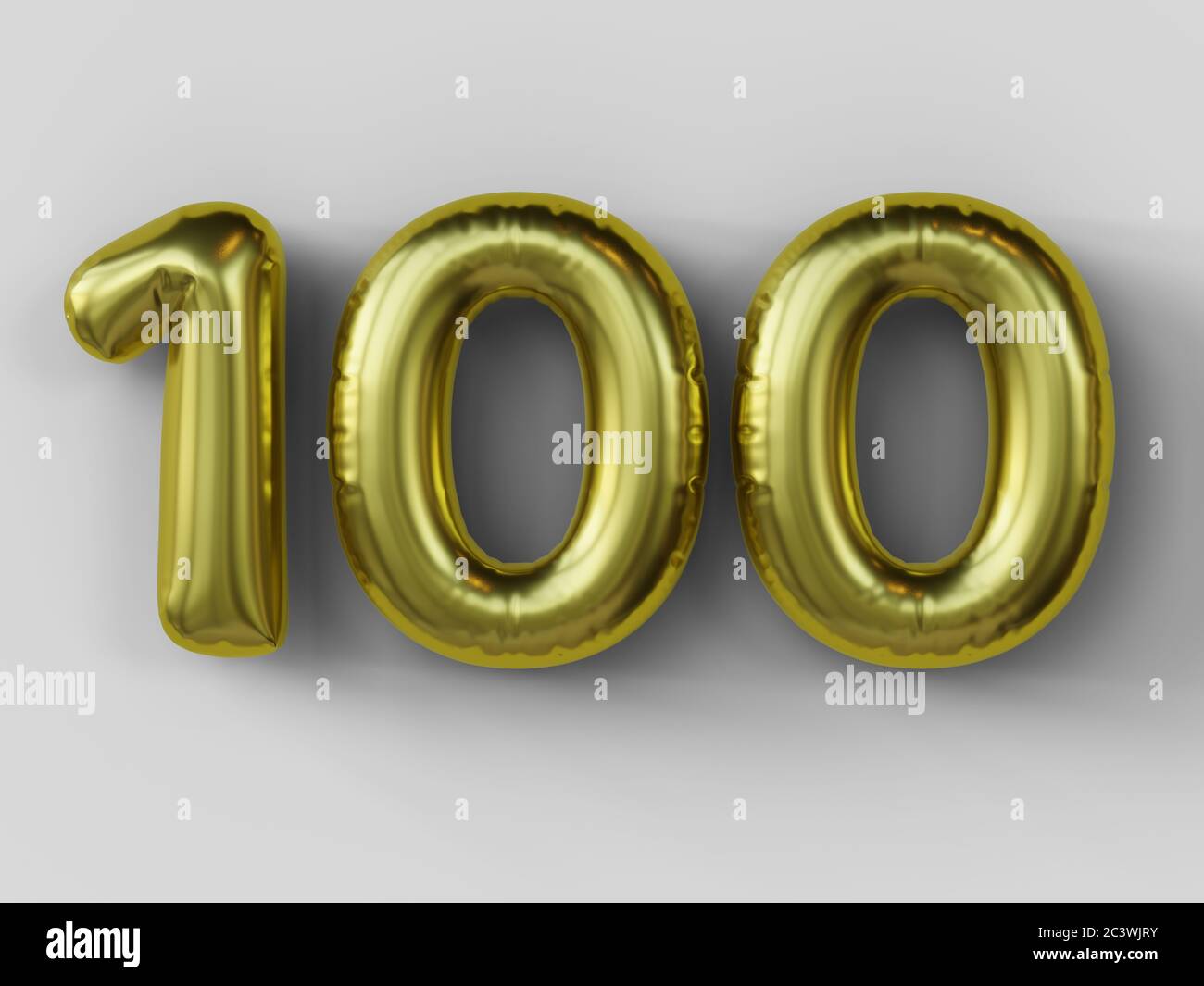 Golden balloon in shape of number 100 isolated. 3d illustration Stock ...