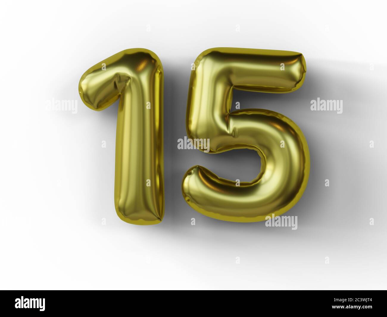 Golden balloon in shape of number 15 isolated. 3d illustration Stock ...