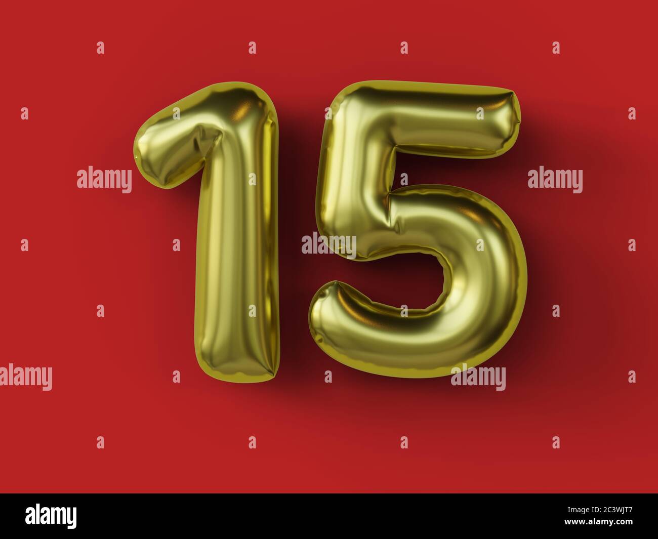 Golden balloon in shape of number 15 isolated. 3d illustration Stock ...