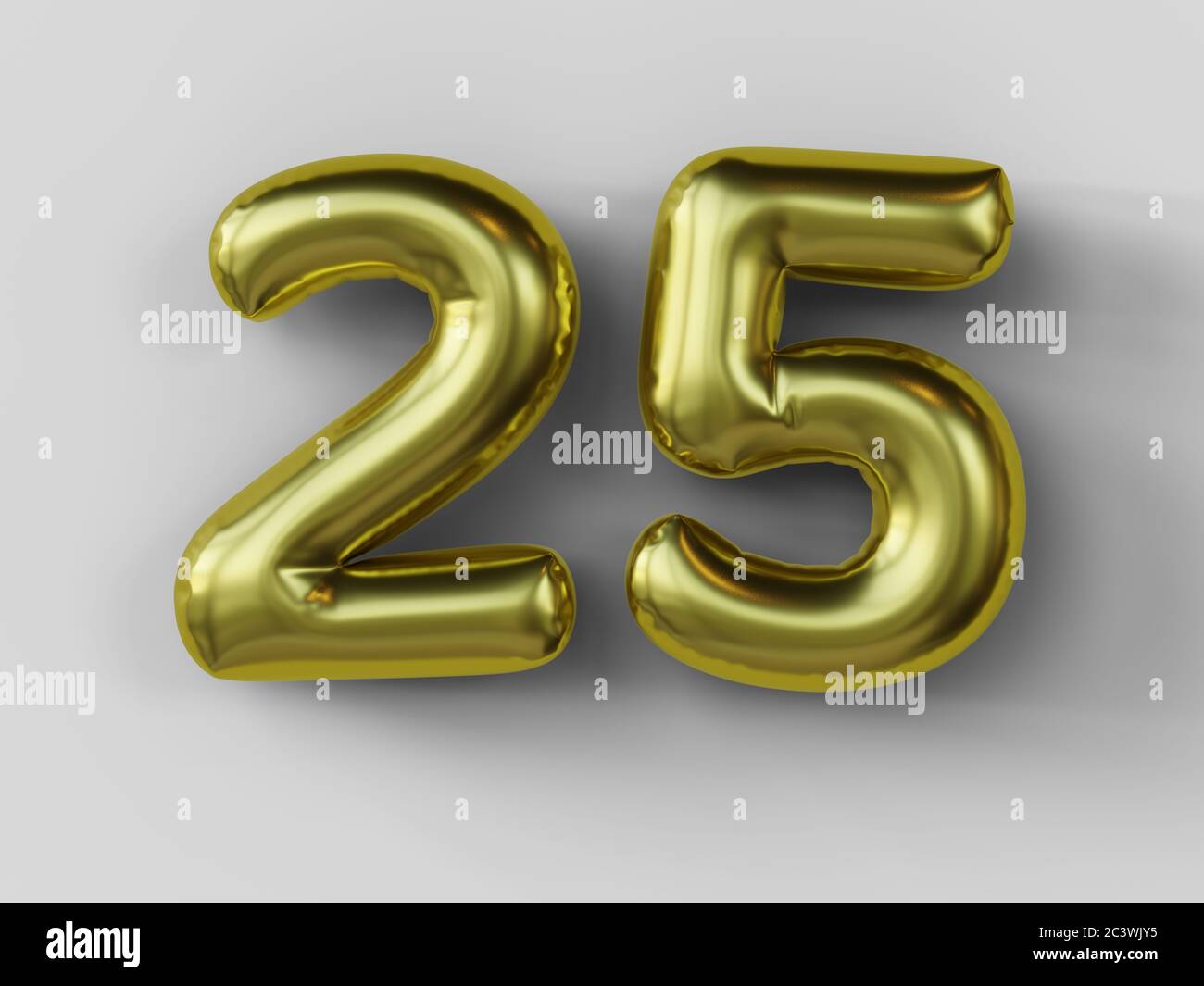 Golden balloon in shape of number 25 isolated. 3d illustration Stock ...