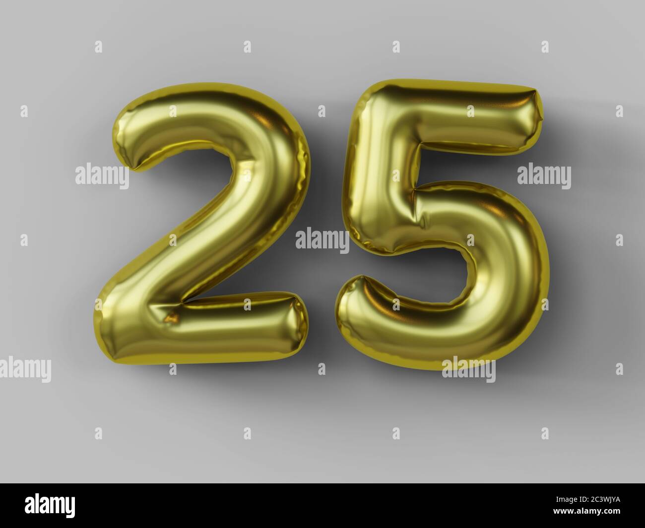 Golden balloon in shape of number 25 isolated. 3d illustration Stock ...