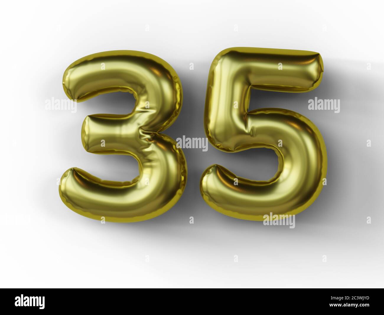 Golden balloon in shape of number 35 isolated. 3d illustration Stock ...