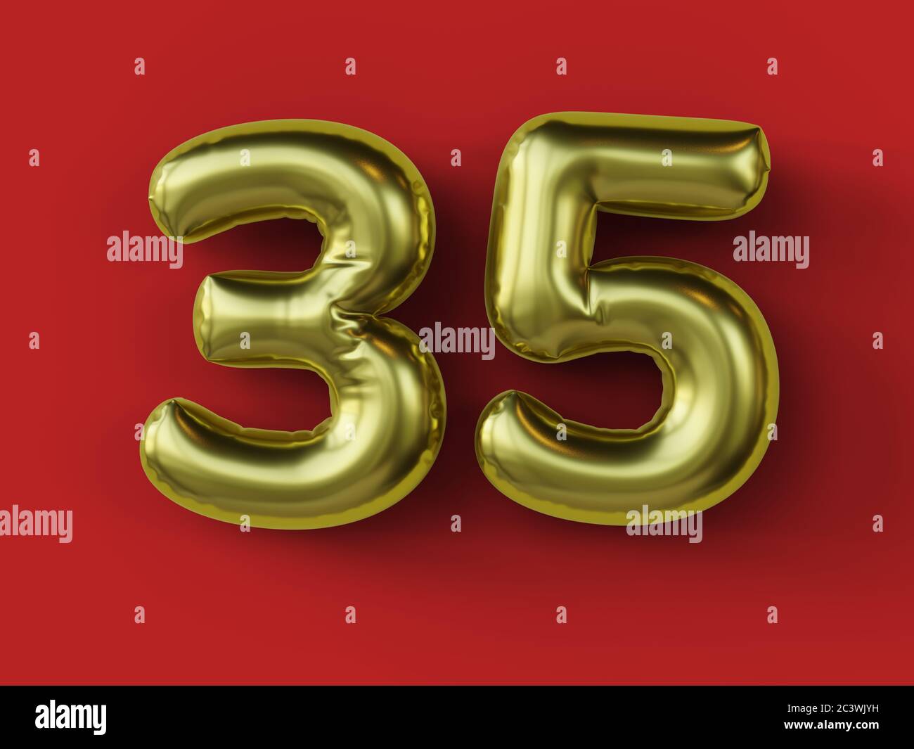 Golden balloon in shape of number 35 isolated. 3d illustration Stock ...