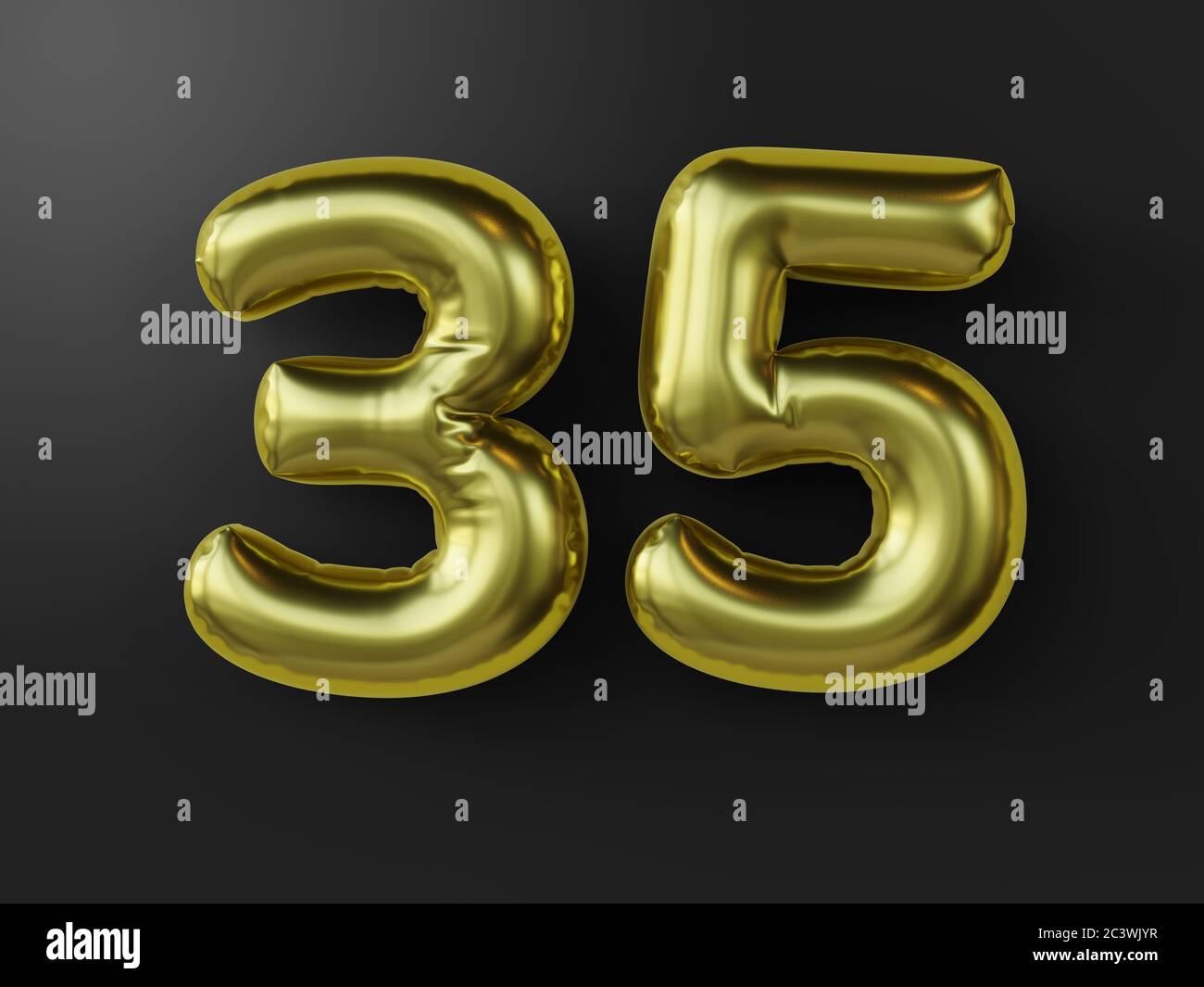 Golden balloon in shape of number 35 isolated. 3d illustration Stock ...