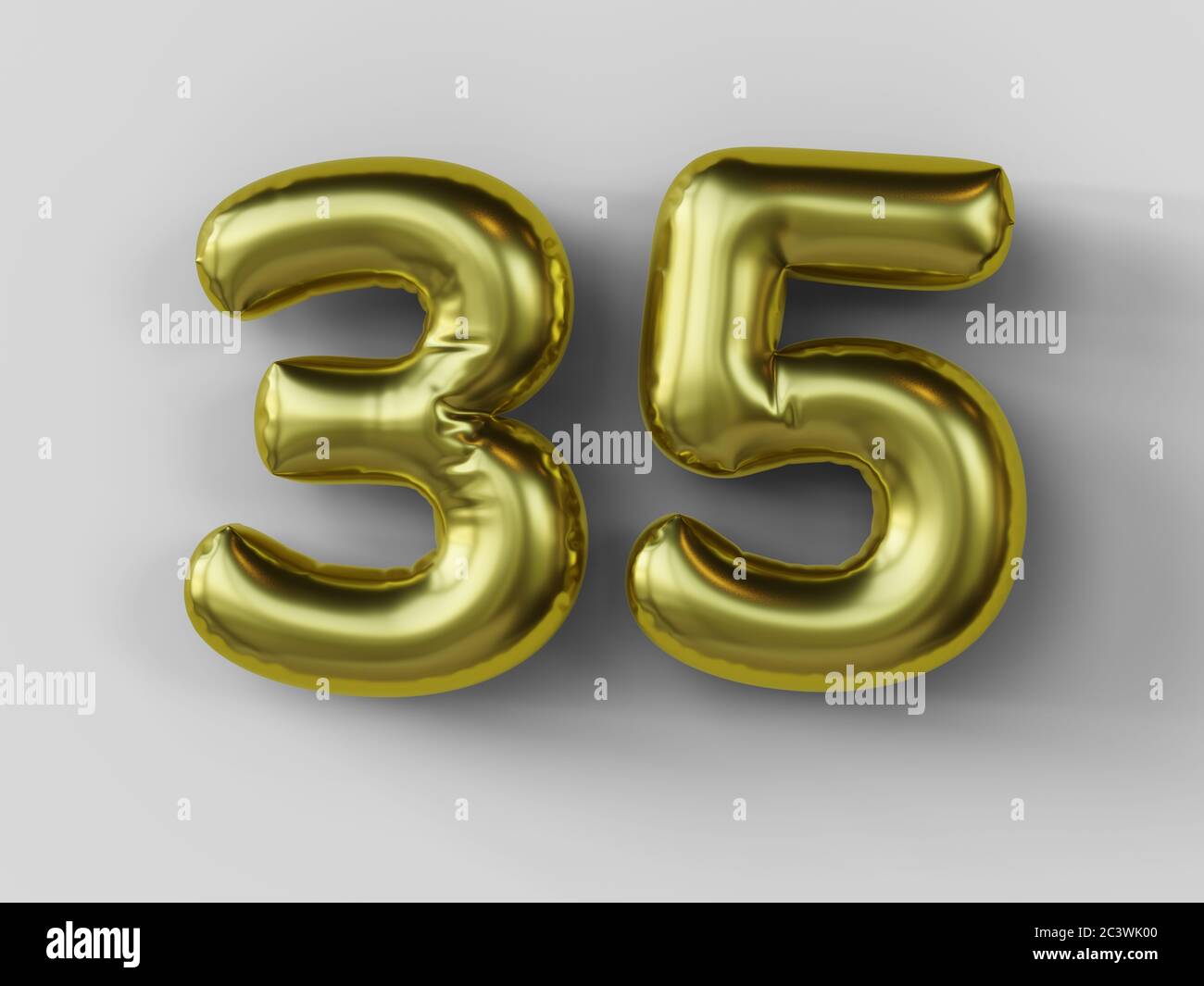 Golden balloon in shape of number 35 isolated. 3d illustration Stock ...