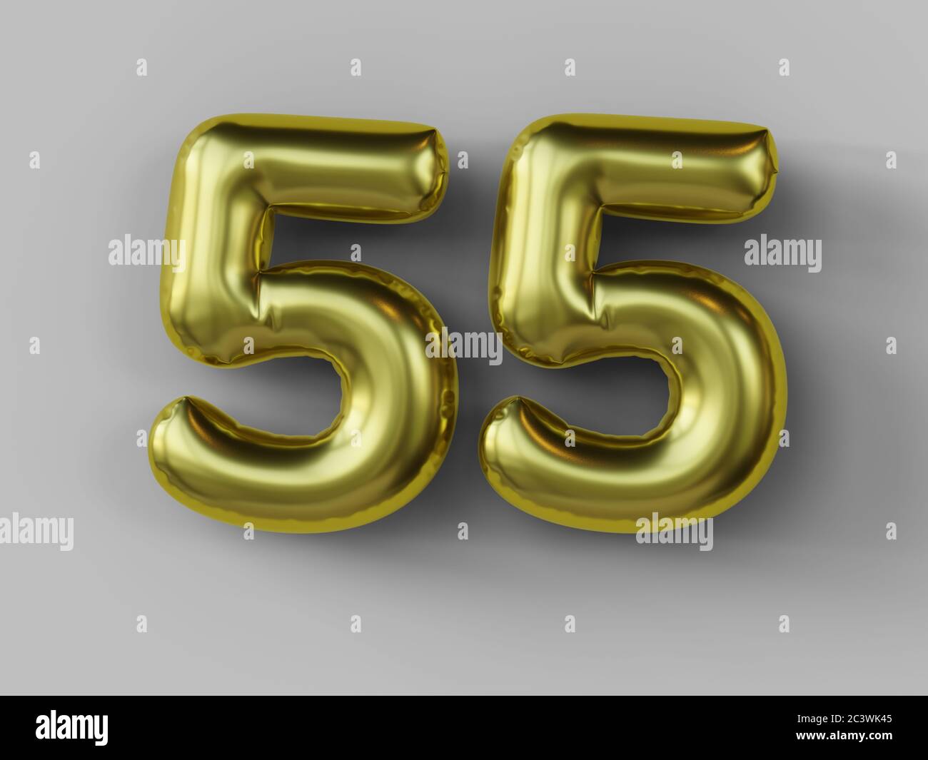 Golden balloon in shape of number 55 isolated. 3d illustration Stock ...
