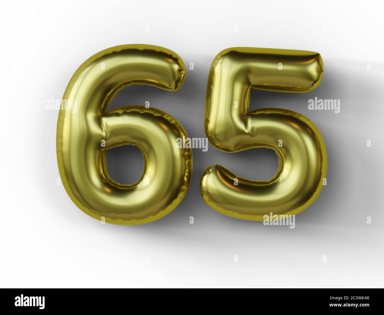 Golden balloon in shape of number 65 isolated. 3d illustration Stock ...