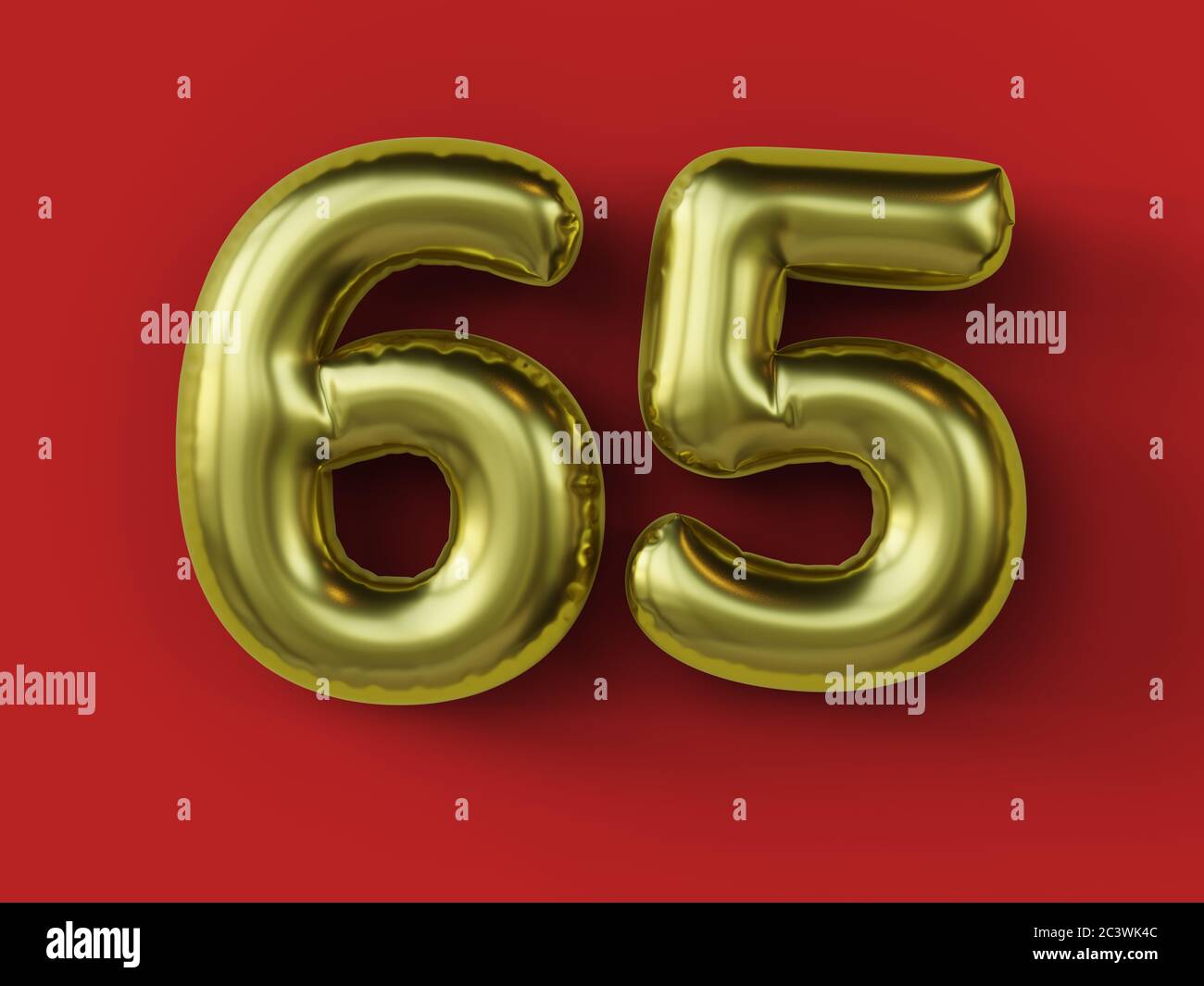 Golden balloon in shape of number 65 isolated. 3d illustration Stock ...