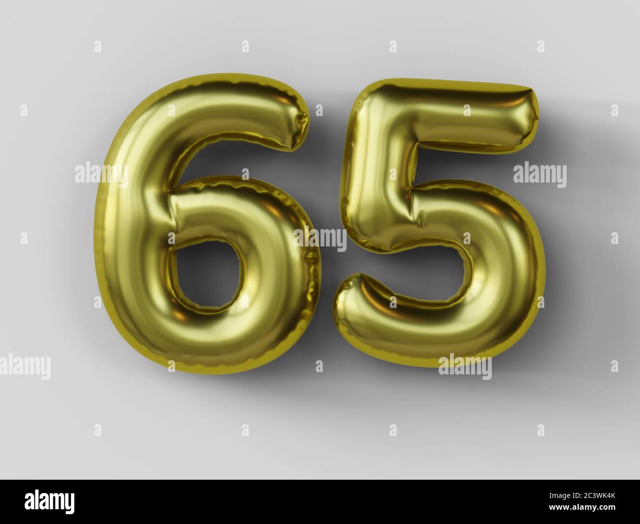 Golden balloon in shape of number 65 isolated. 3d illustration Stock ...