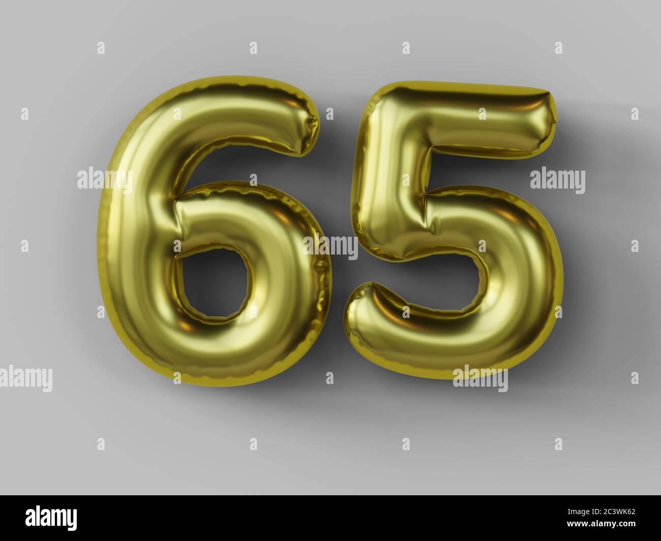 Golden balloon in shape of number 65 isolated. 3d illustration Stock ...