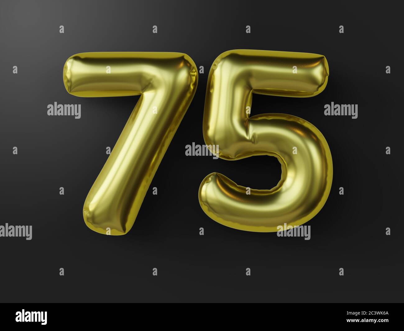 Golden balloon in shape of number 75 isolated. 3d illustration Stock ...