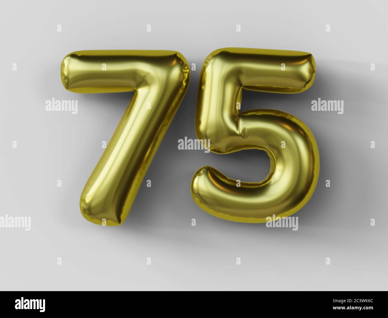 Golden balloon in shape of number 75 isolated. 3d illustration Stock ...