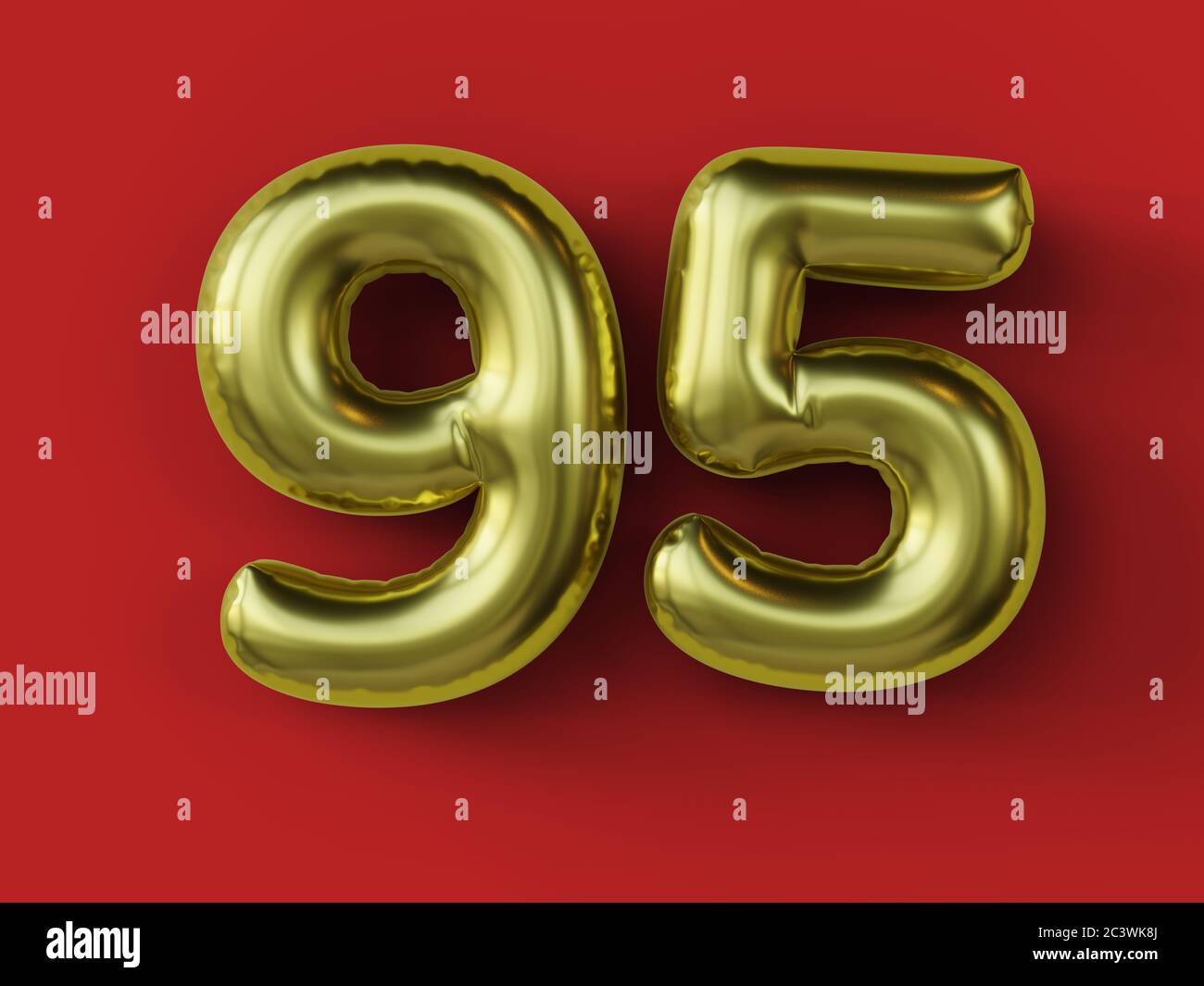 Golden balloon in shape of number 95 isolated. 3d illustration Stock ...
