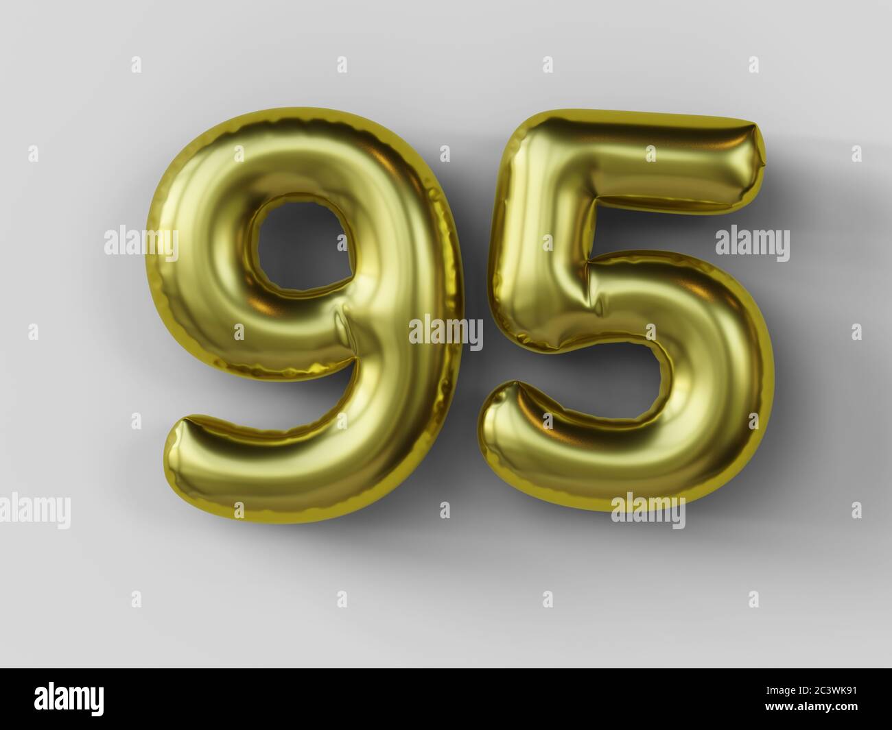 Golden balloon in shape of number 95 isolated. 3d illustration Stock ...
