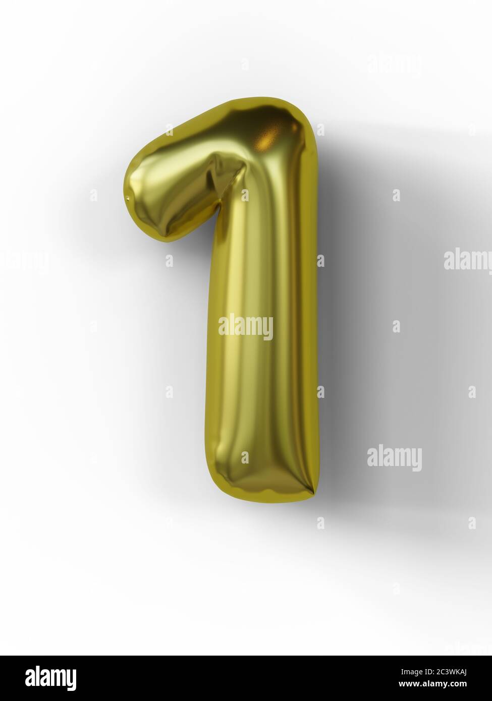 Golden balloon in shape of number 1 isolated. 3d illustration Stock ...