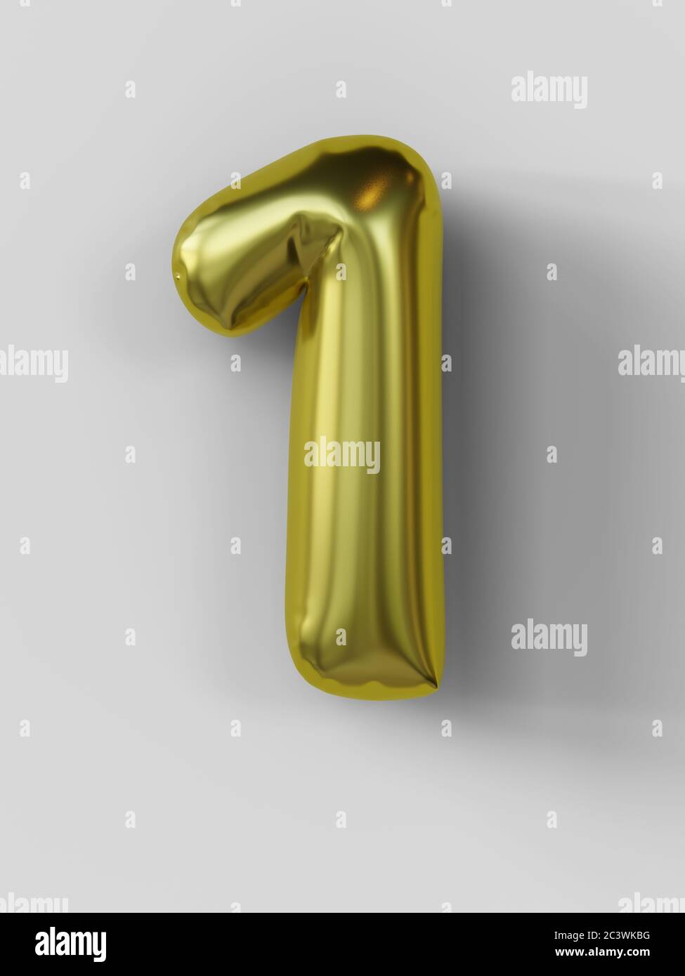 Golden balloon in shape of number 1 isolated. 3d illustration Stock ...