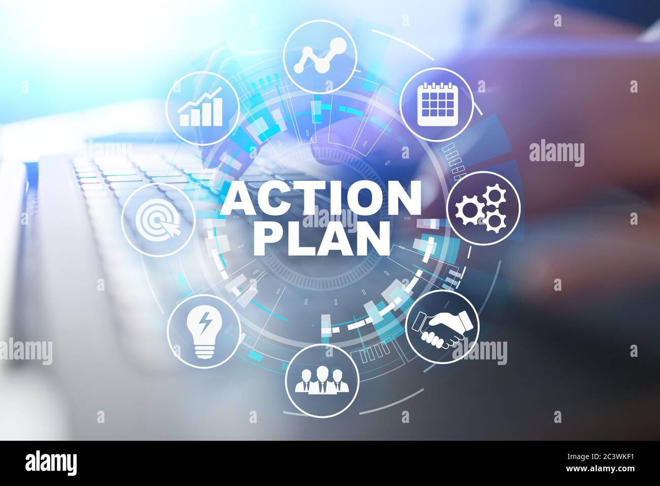 Action plan, business strategy, time management concept on virtual ...