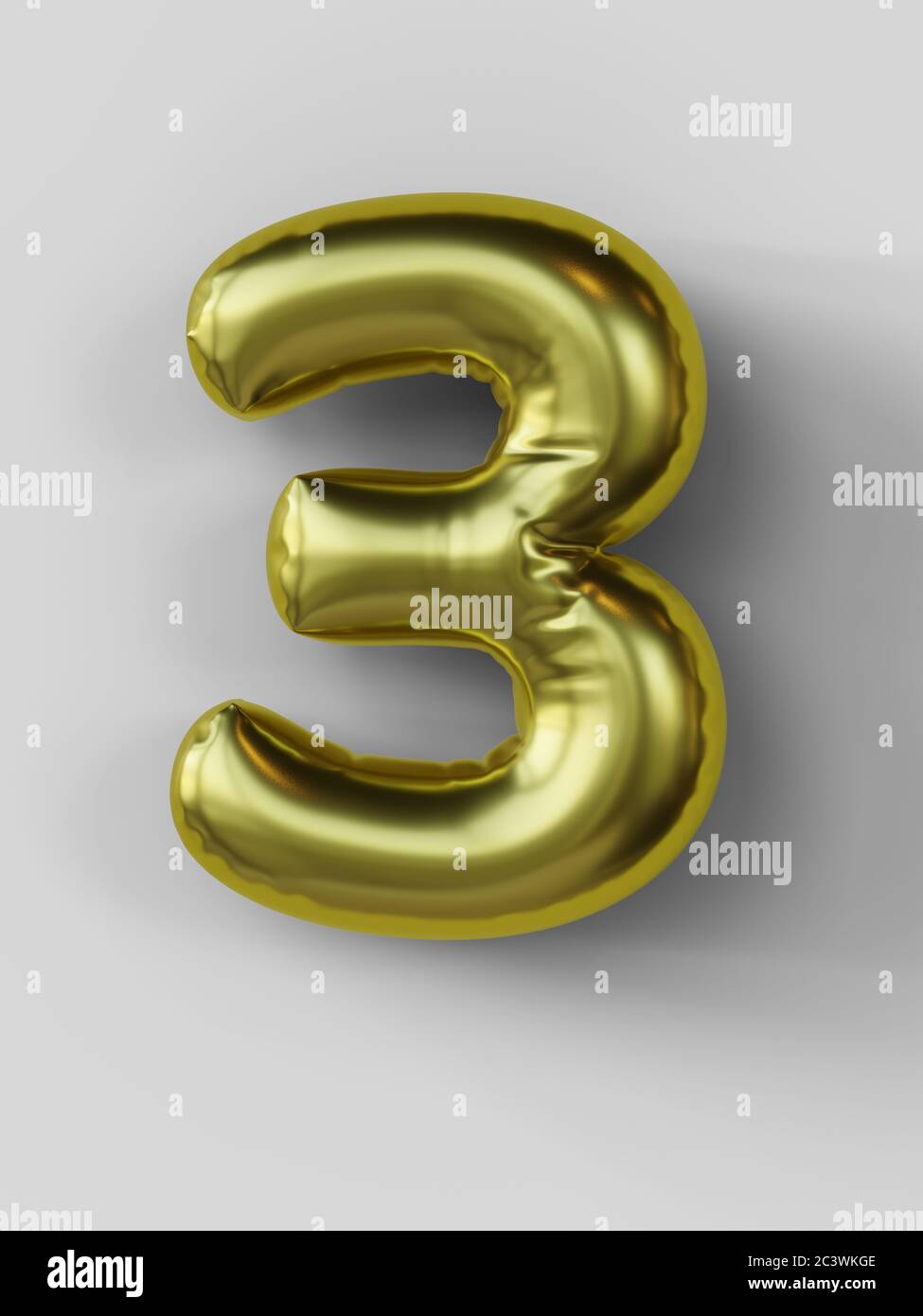 Golden balloon in shape of number 3 isolated. 3d illustration Stock ...