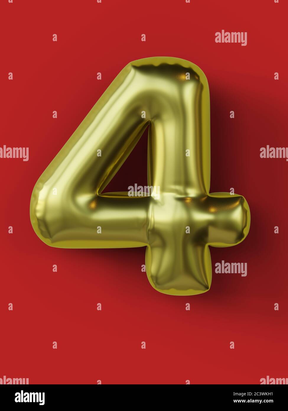 Golden balloon in shape of number 4 isolated. 3d illustration Stock ...
