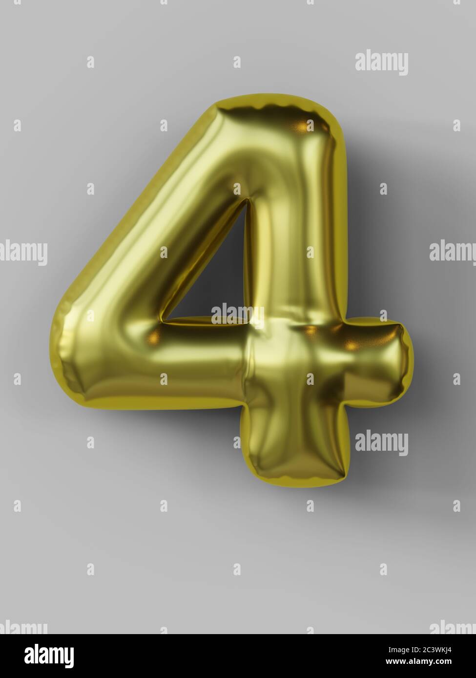 Golden balloon in shape of number 4 isolated. 3d illustration Stock ...