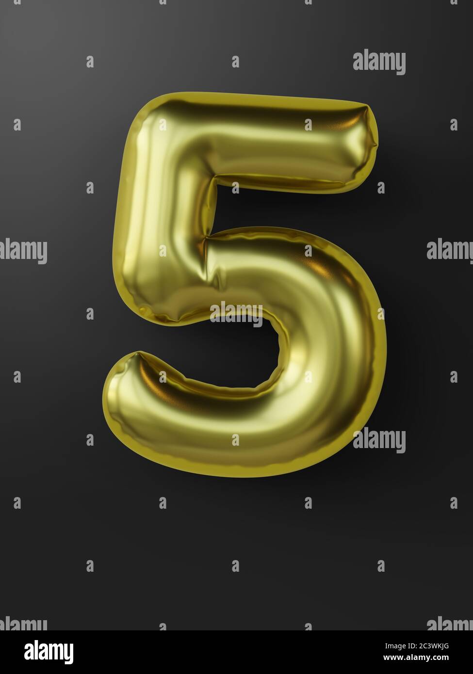 Golden balloon in shape of number 5 isolated. 3d illustration Stock ...
