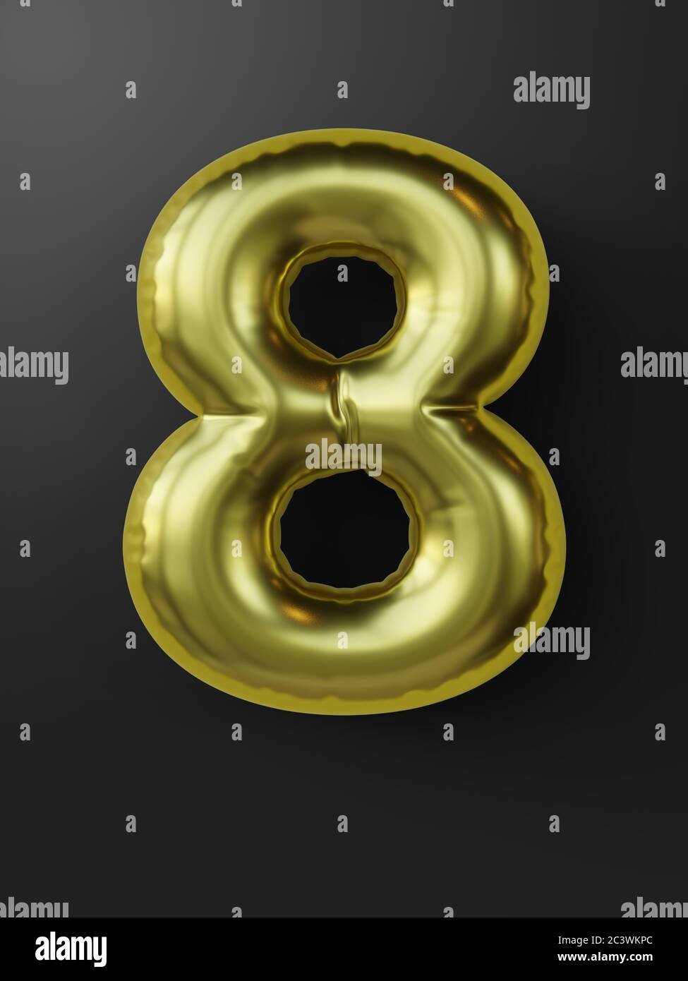 Golden balloon in shape of number 8 isolated. 3d illustration Stock ...
