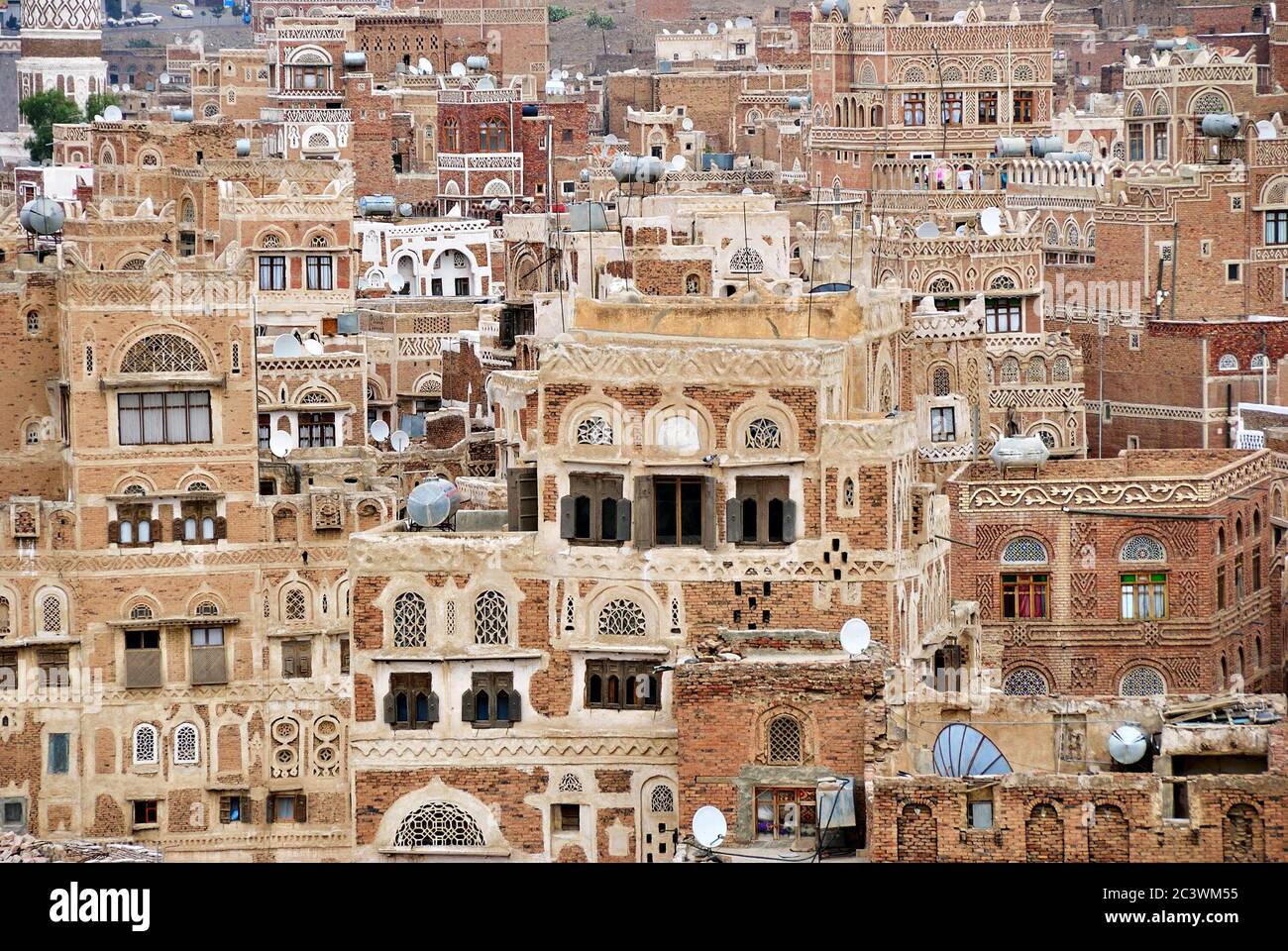 View on the old Sanaa. The old city of Sanaa is declared a UNESCO World ...