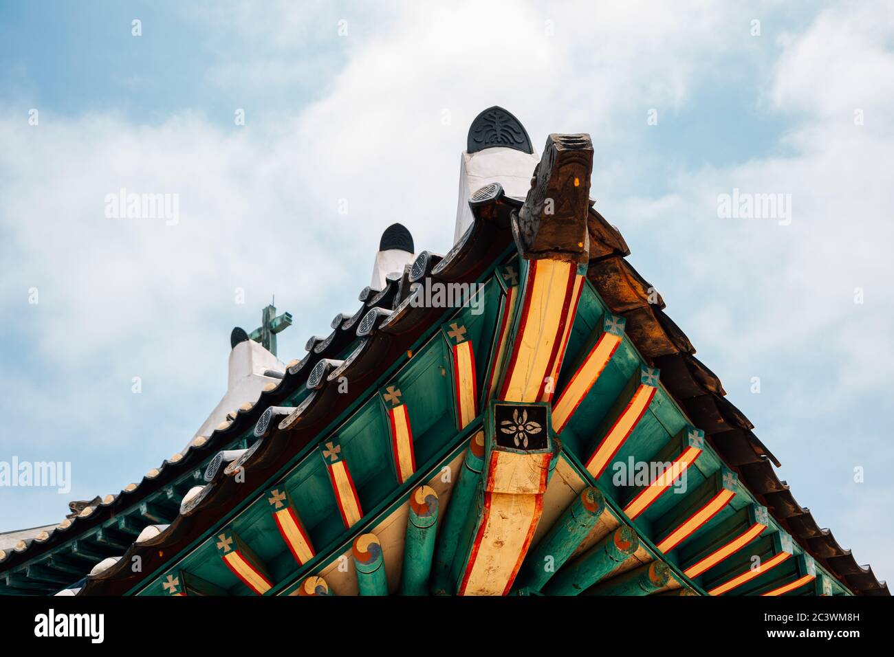 Korean traditional roof at Ganghwa Anglican Catholic Church in Incheon ...