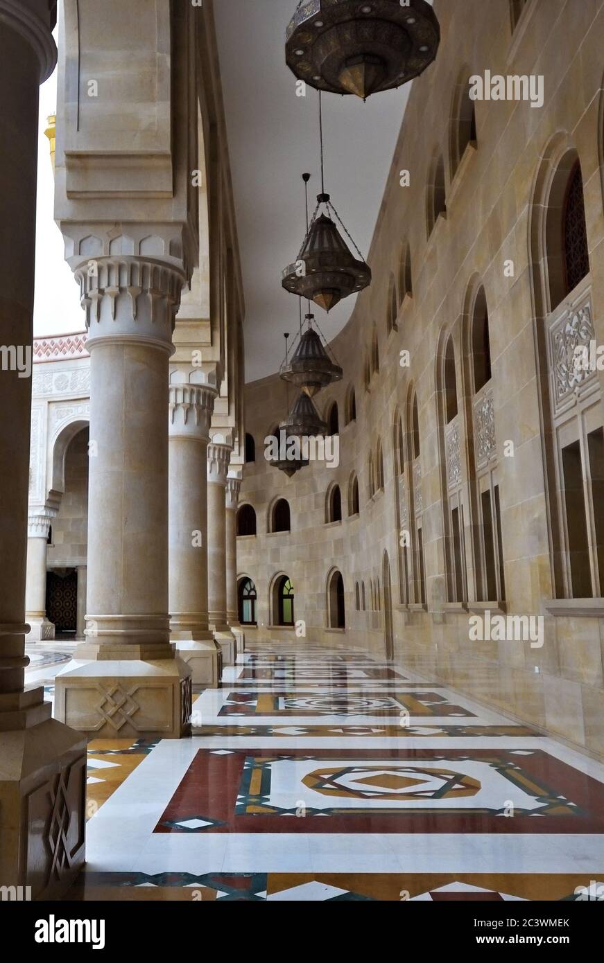 Sanaa, Yemen - March 6, 2010: Courtyard of the famous AL-Saleh mosque ...