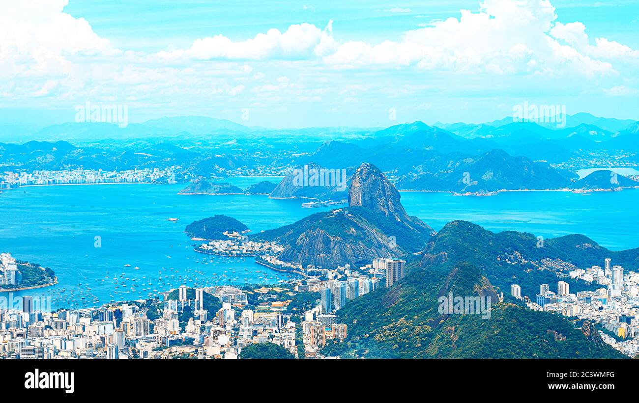 Aerial view of Rio de Janeiro with Corcovado Mountain. Brazil. Latin ...