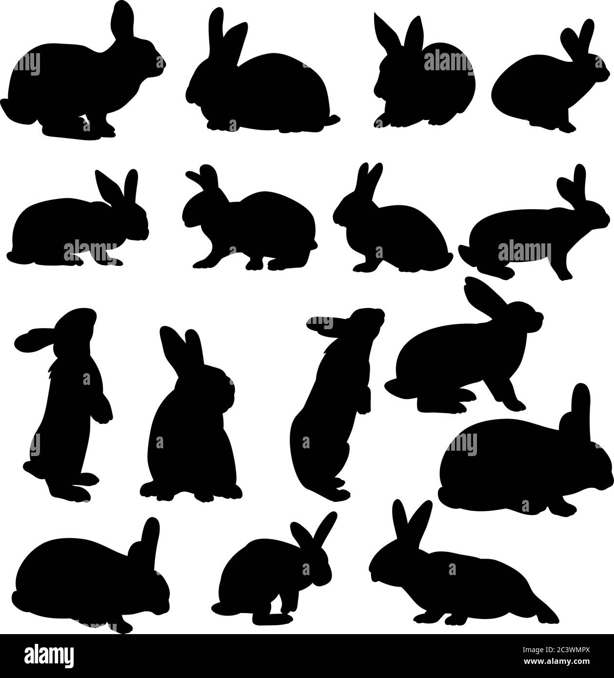 vector, isolated silhouettes of rabbits Stock Vector Image & Art - Alamy
