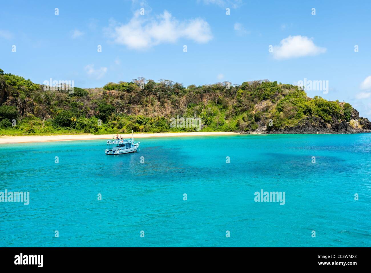 The Beautiful view of Sancho Beach from the sea, with turquoise clear ...