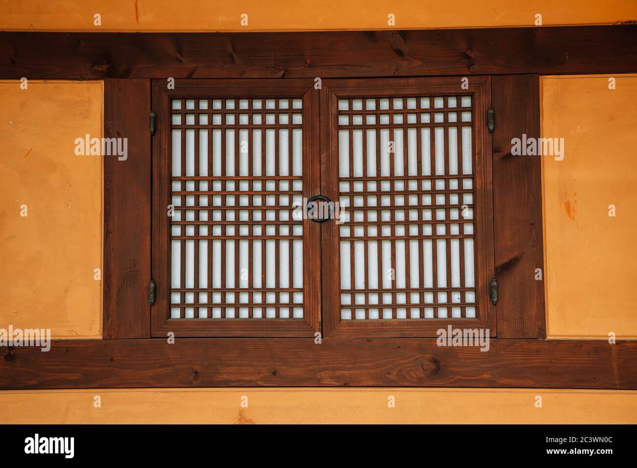 Korean traditional wooden window and brown wall Stock Photo - Alamy