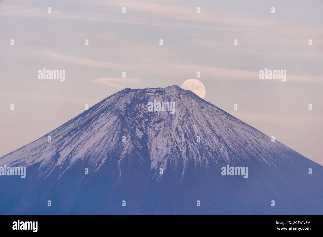 The Moon Rising from the Summit of Mt. Fuji Stock Photo - Alamy