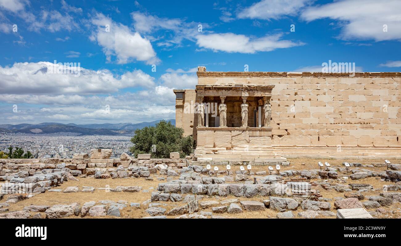 Athens Acropolis, Greece landmark. Erechtheum, Erechtheion with ...