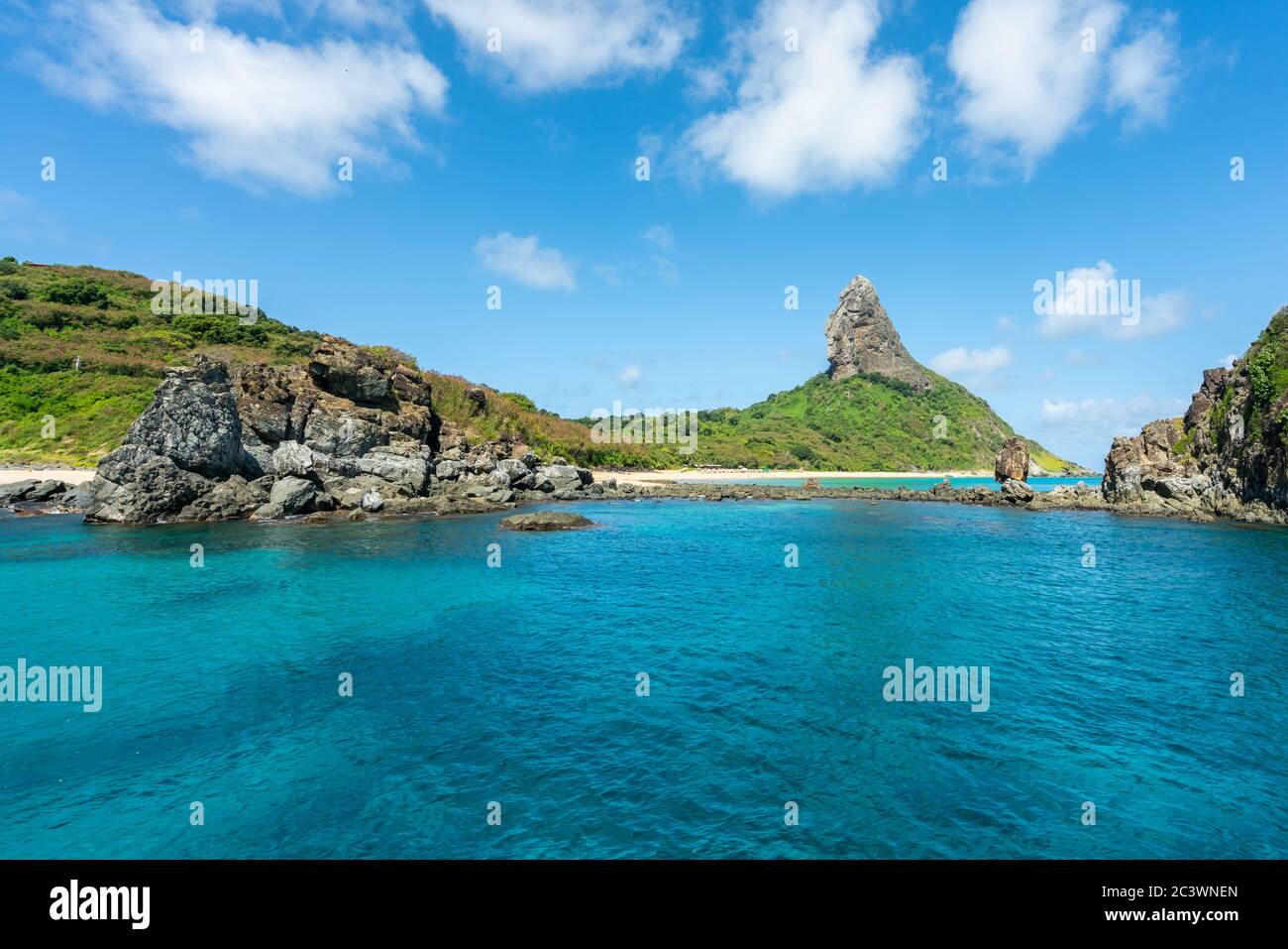 Beautiful view of Conceicao Beach and Morro do Pico from the sea at ...